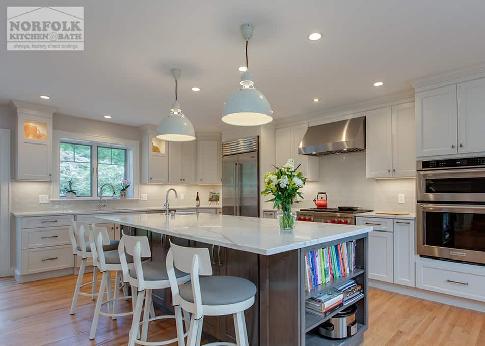 Extra Large White Kitchen With Accent Island - Wilmington, MA