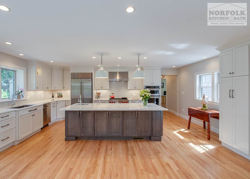 Extra Large White Kitchen With Accent Island - Wilmington, MA