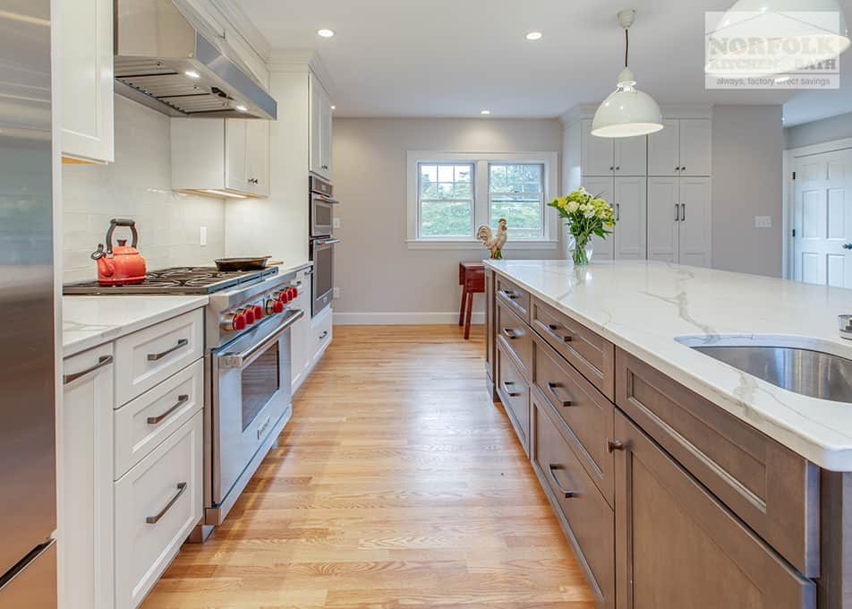 Extra Large White Kitchen With Accent Island - Wilmington, MA