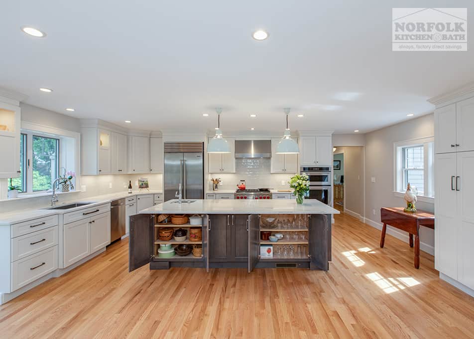 Extra Large White Kitchen With Accent Island - Wilmington, MA