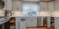 Grey Kitchen with Island in Nashua, NH