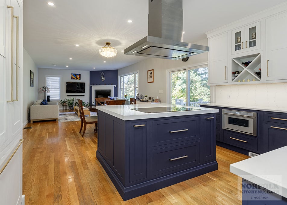 Two-Tone Blue & White Kitchen - Lexington, MA